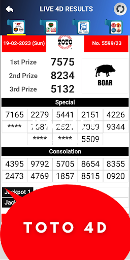 Live 4D Results TOTO Programu zilizo kwenye Google Play
