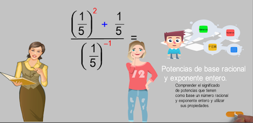 Potencias de base racional y exponente entero Android App