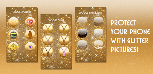 Gold Glitter Diamond Zipper Lock Screen Android App