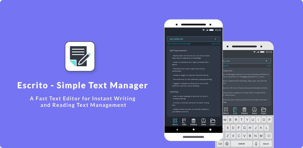 Escrito - Simple Text Manager - Latest version for Android - Download APK