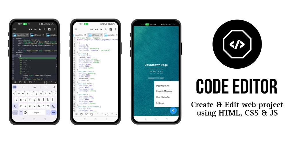 Code Editor - HTML CSS JS MOD APK 35 (Premium Unlocked) for Android Code Editor - HTML CSS JS MOD APK 35 (Premium Unlocked) for Android